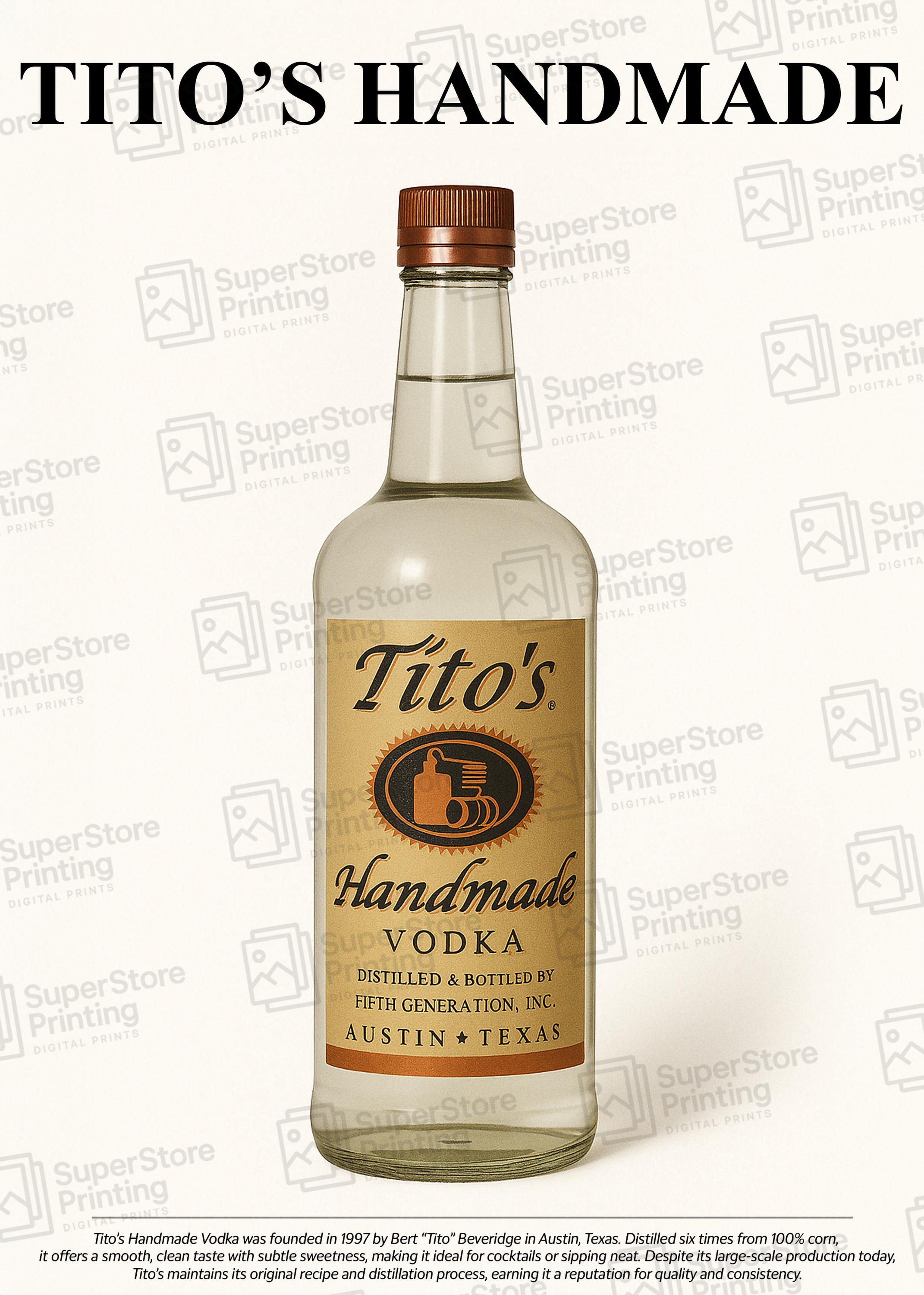 Tito's Handmade , Liquor Poster, Alcohol, Bar Poster, Digital Print ...