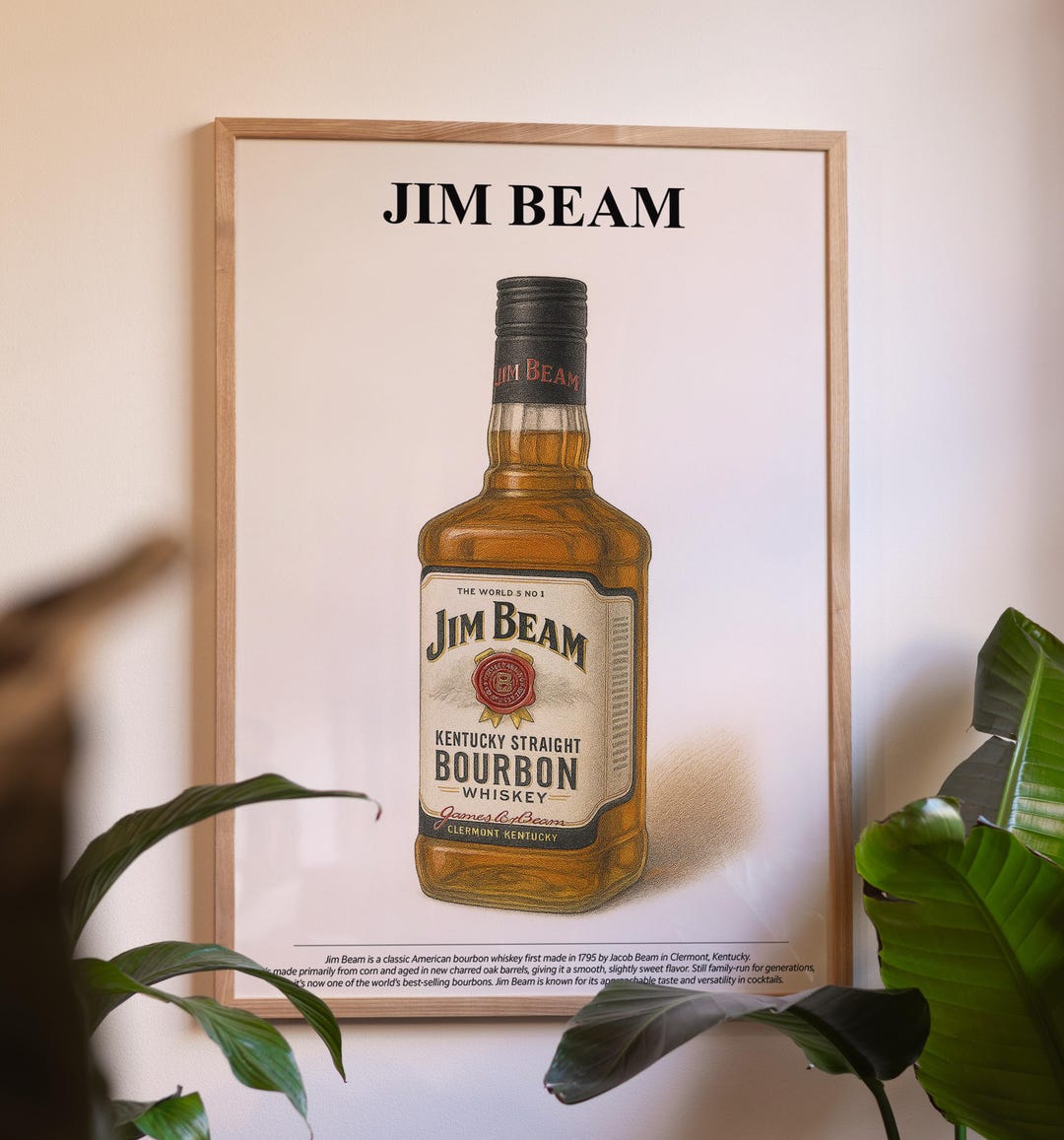 Jim Beam Whiskey Poster, Liquor Poster, Alcohol, Bar Poster, Whisky ...