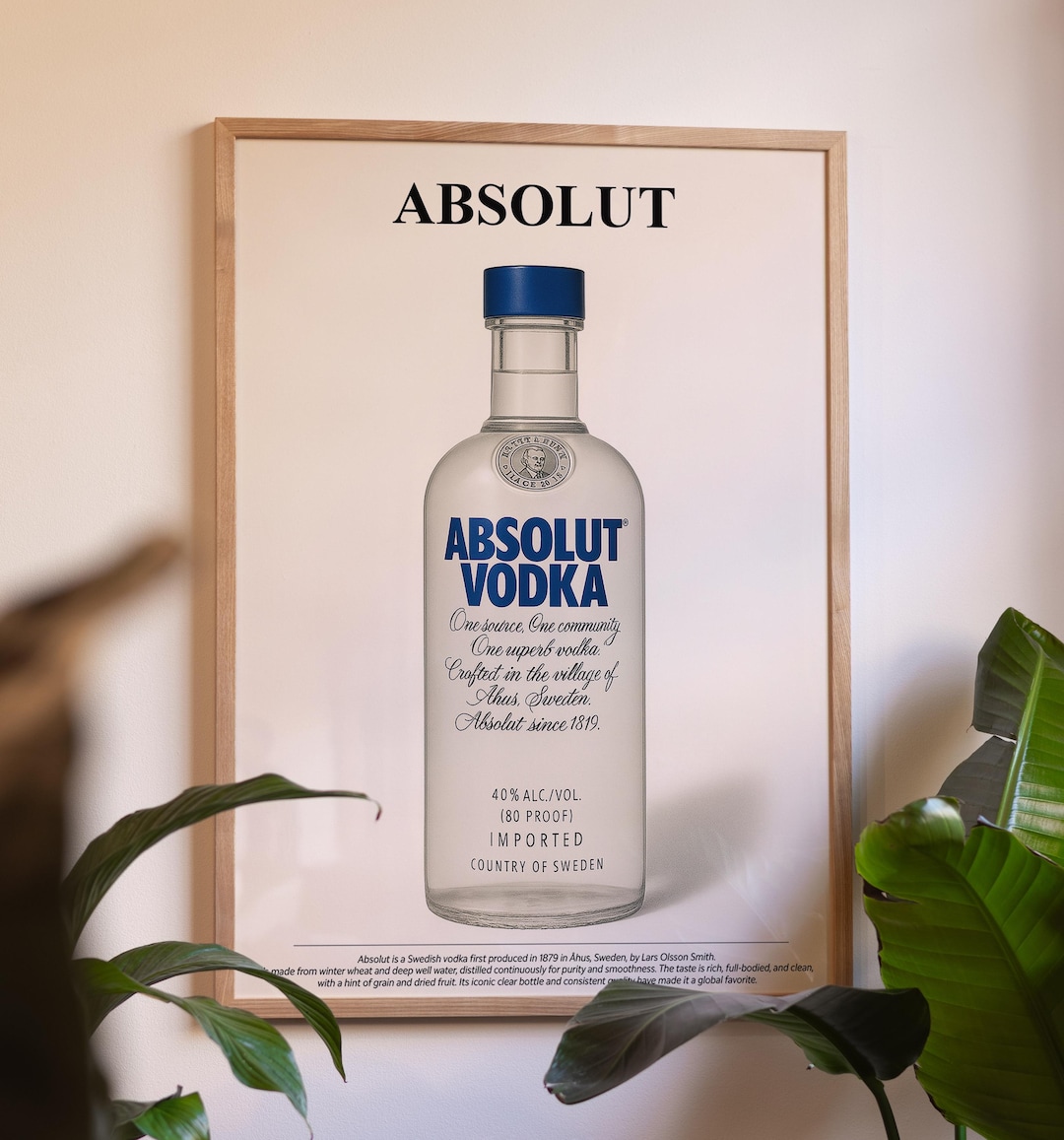 Absolut Vodka, Liquor Poster, Alcohol, Bar Poster, Digital Print, Vodka ...