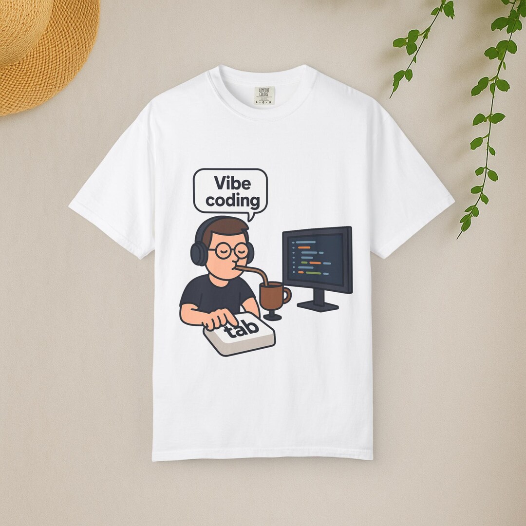 Funny 'vibe Coding' Programmer T-shirt - Unisex Garment-dyed Tech Meme ...