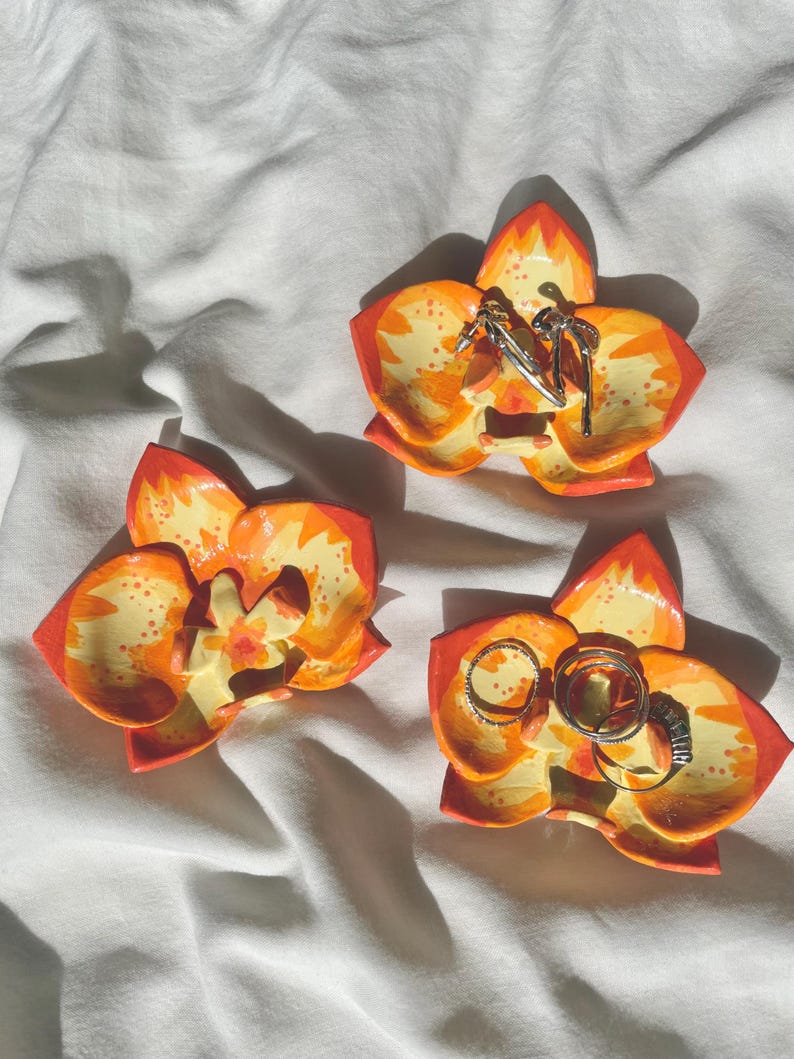 LIMITED STOCK | Handmade Clay Orchid Trinket Tray - Etsy
