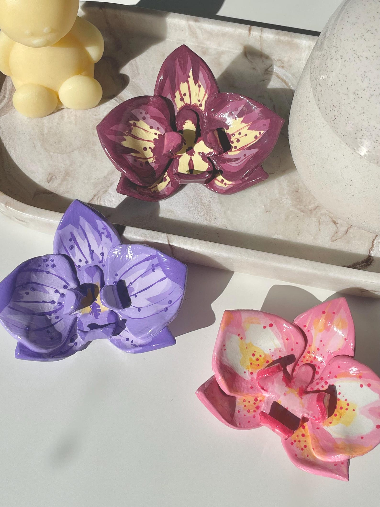 LIMITED STOCK | Handmade Clay Orchid Trinket Tray - Etsy