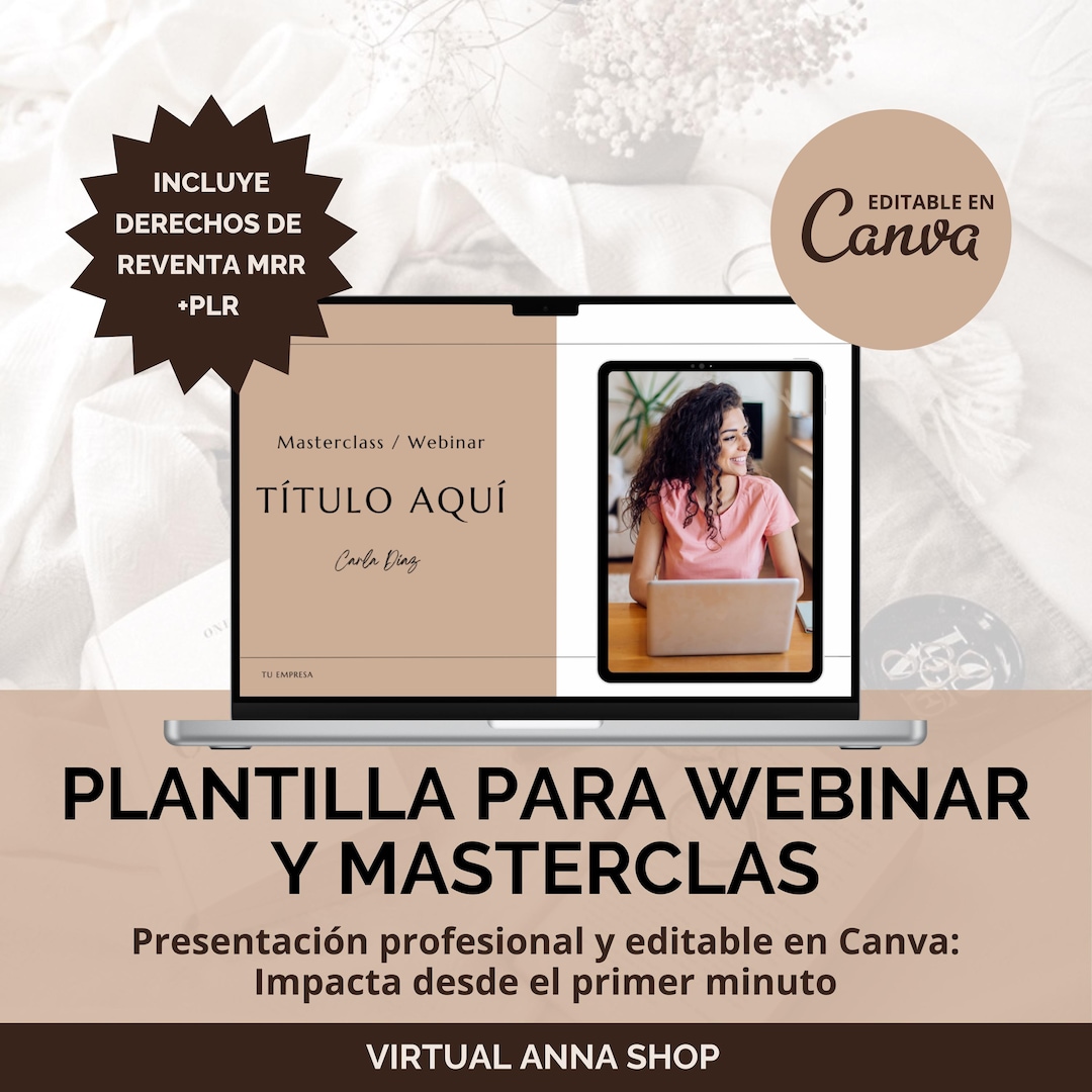 Webinar Slide Deck Template Canva in Spanish. Masterclass Template for ...