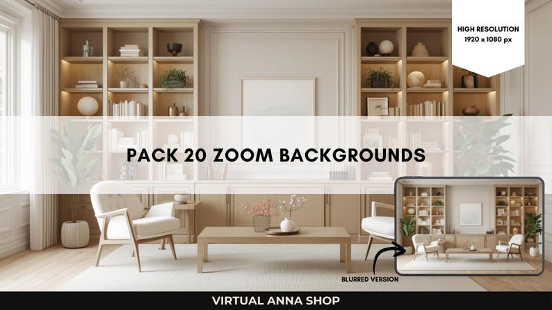 20 Zoom Backgrounds Pack. Neutral Zoom Background Office for Meetings ...