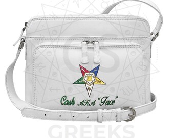 Order of the Eastern Star White Crossbody Cellphone Purse, OES Pentagon ...