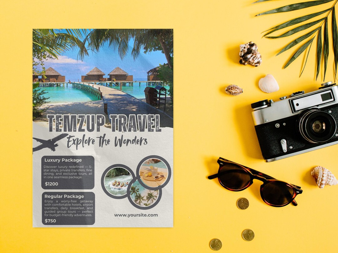 Travel Package Poster Editable Template | Canva Flyer | Tour Promotion ...