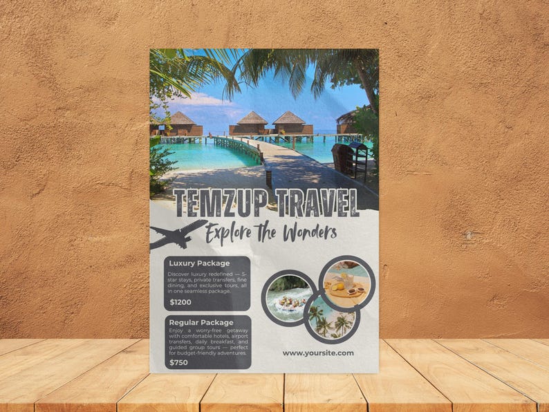 Travel Package Poster Editable Template | Canva Flyer | Tour Promotion ...