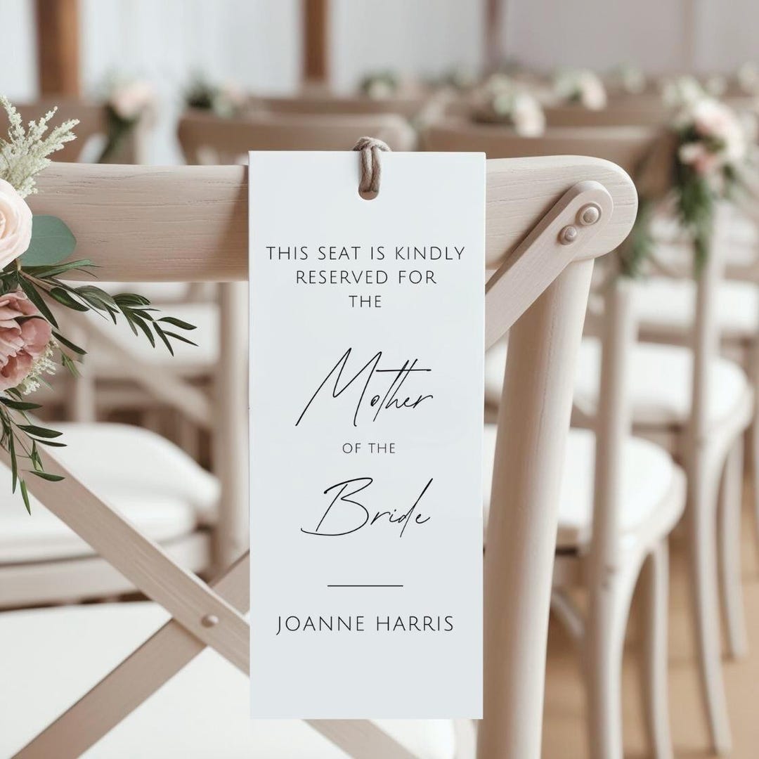Minimalist Reserved Seating Tag, Editable Canva Template, Instant ...