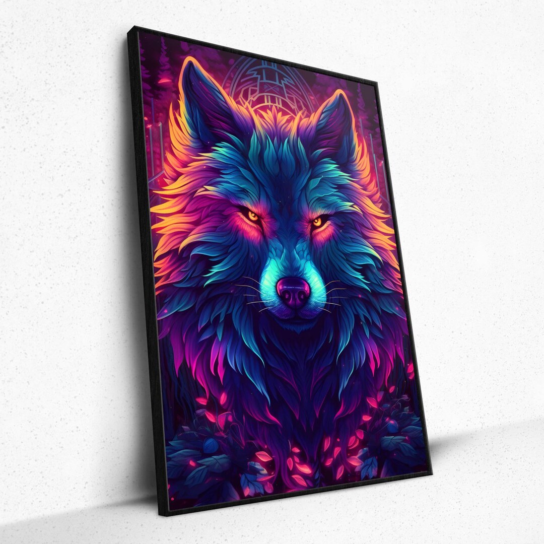 Eternal Ember | Neon Wolf Art Print | Digital Download | Abstract ...