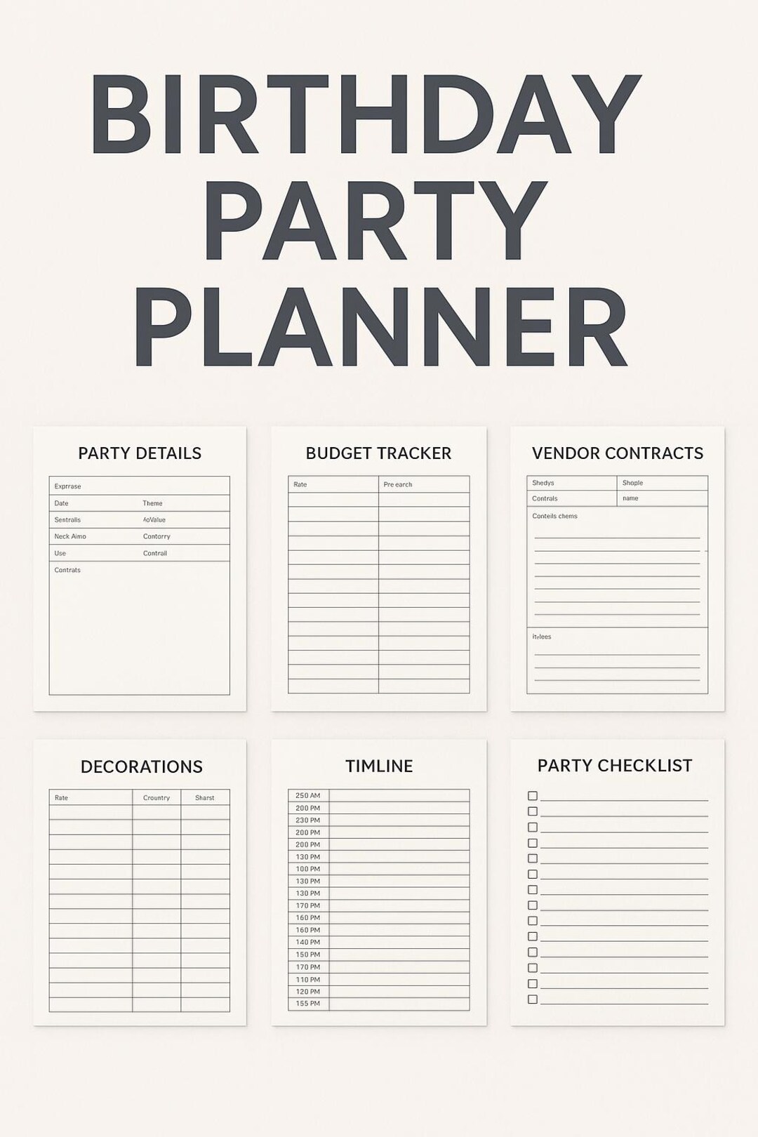 Birthday Party Planner Printable | Instant Download - Etsy