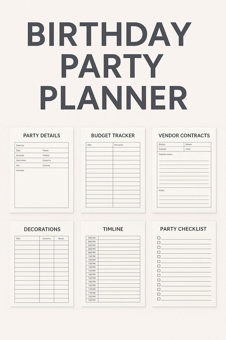 Birthday Party Planner Printable | Instant Download - Etsy