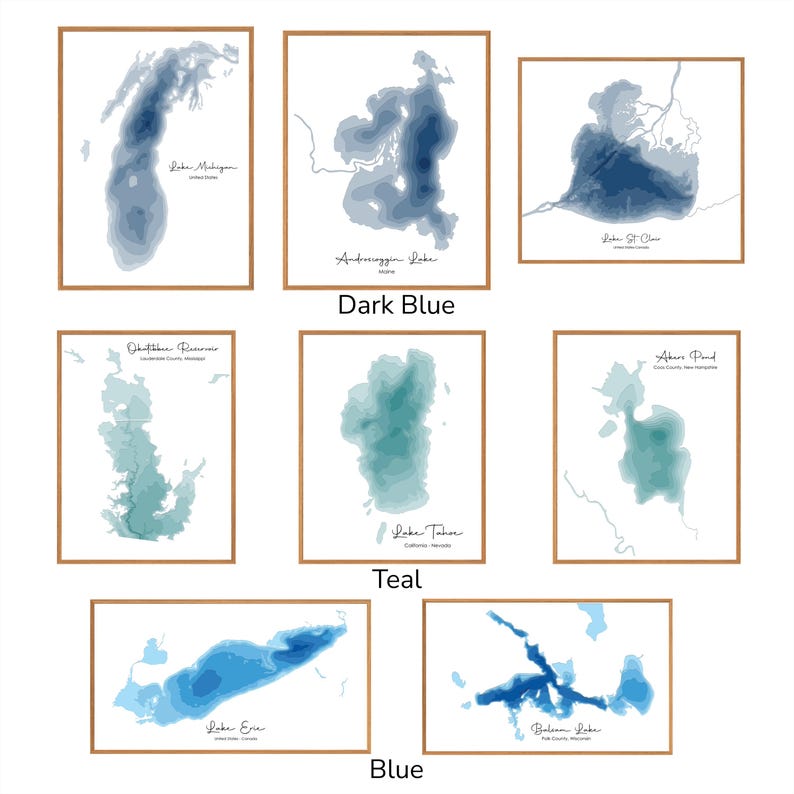 Digital File: Custom Lake Depth Maps, Topographic Map, Contour Map Art ...