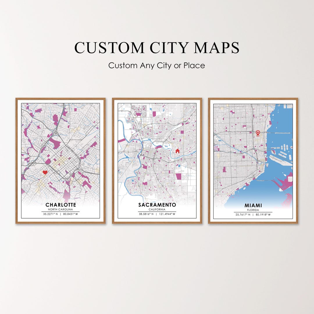 Digital Download: Custom Any Map Print, Map Poster, Anniversary Gift ...