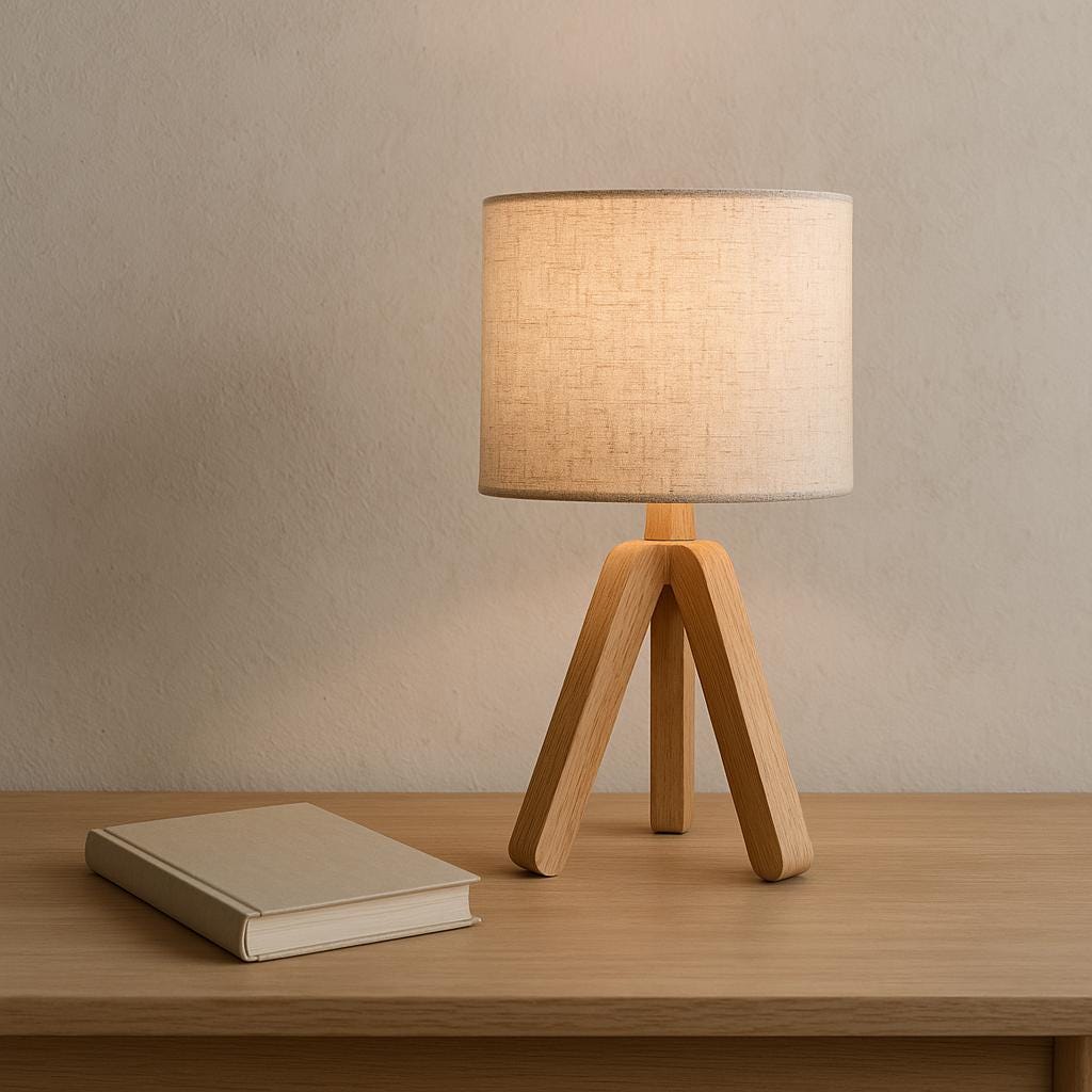Handmade Wood Tripod Table Lamp - Natural Wood Table Lamp - Minimalist ...