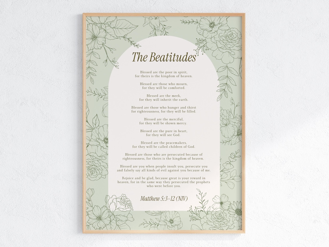 Beatitudes Wall Art Print: Modern Christian Home Decor (digital ...