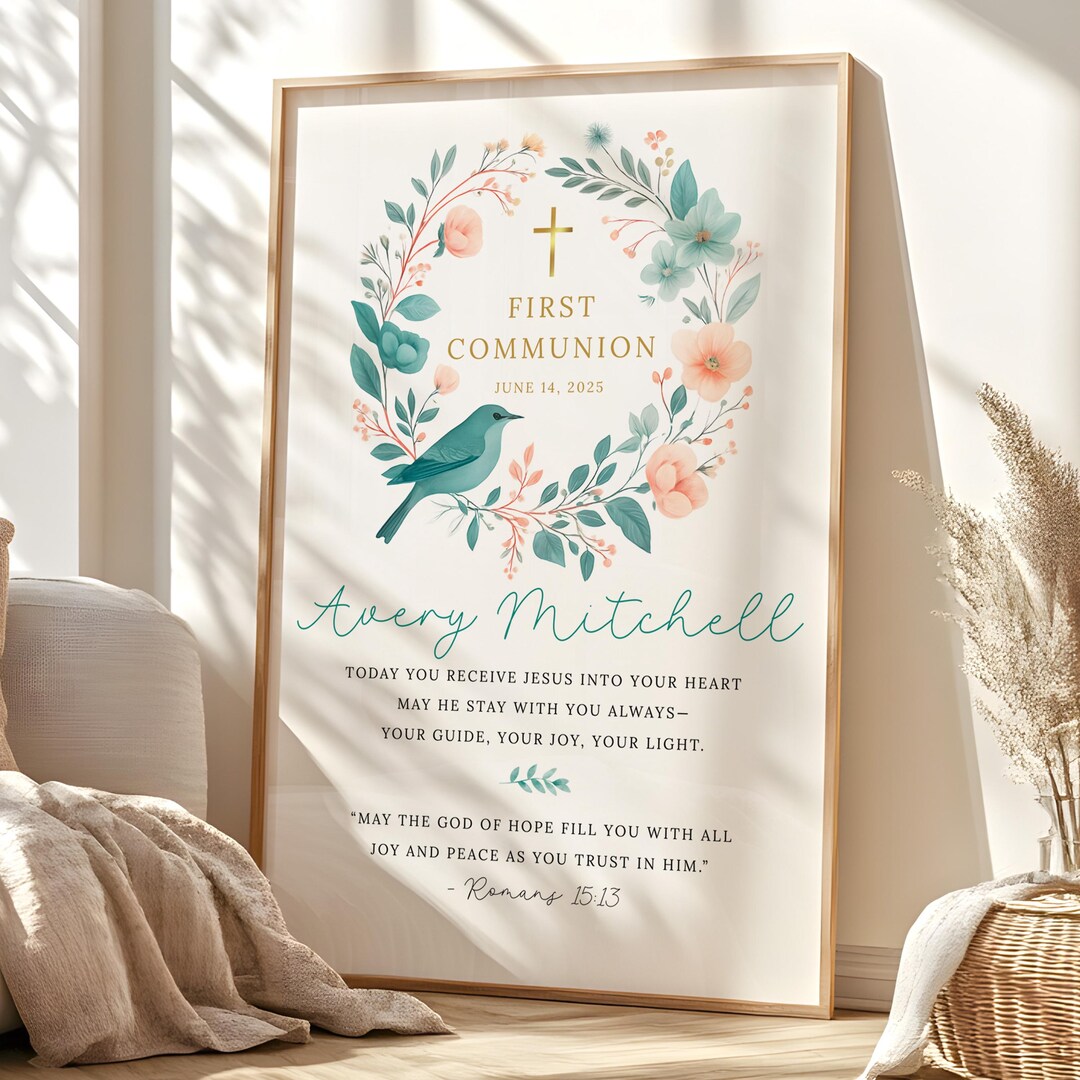 First Communion Wall Art Printables | Personalized Communion Gift for ...
