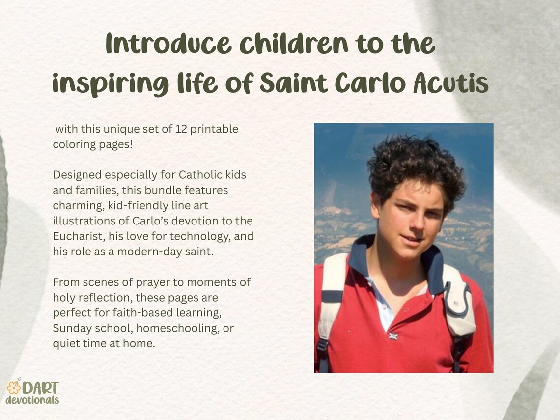 Saint Carlo Acutis Coloring Pages: Catholic Kids Activity (PDF Download ...