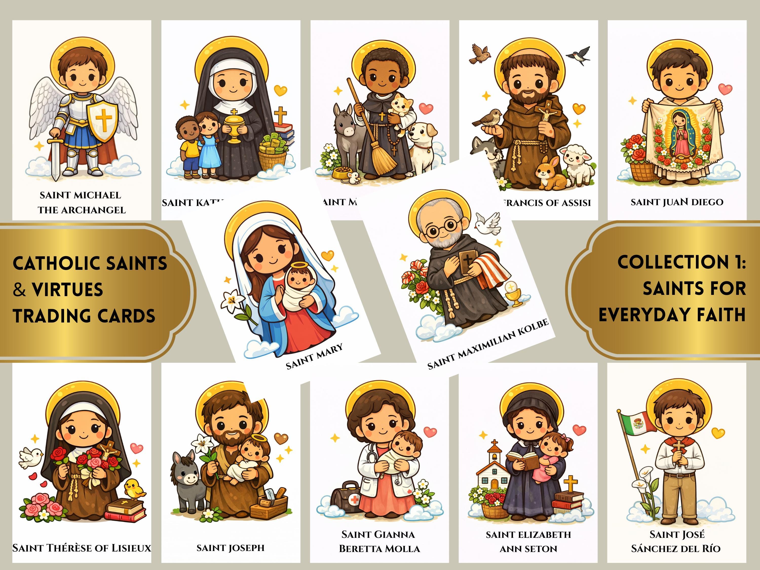 Printable Catholic Saints Trading Cards _ Worksheets for Elementary ...