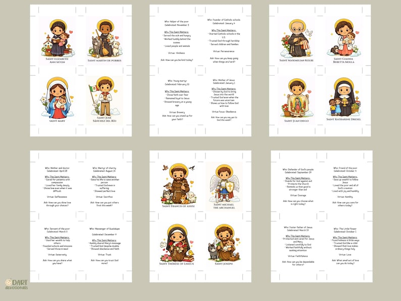 Printable Catholic Saints Trading Cards _ Worksheets for Elementary ...