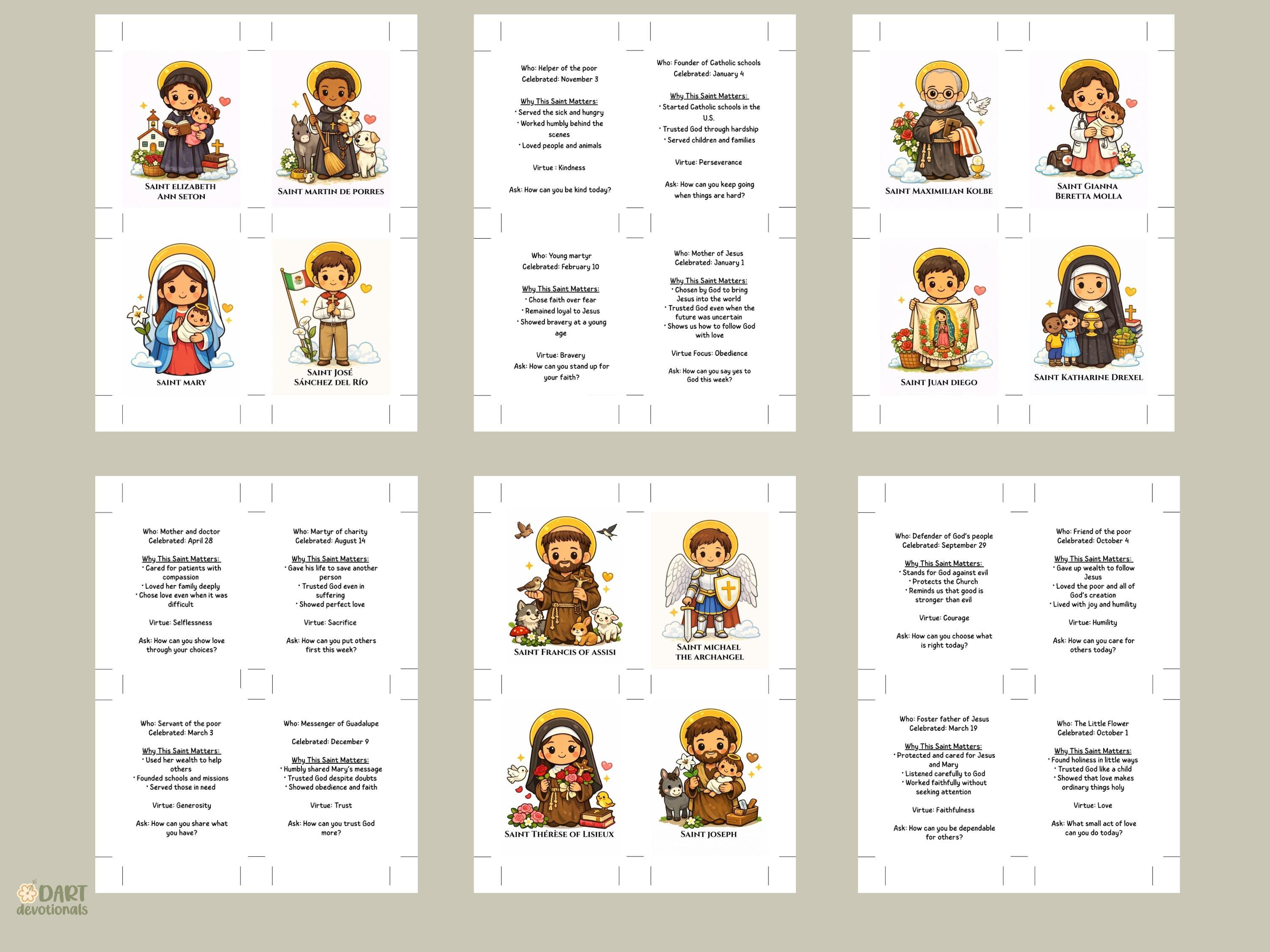 Printable Catholic Saints Trading Cards _ Worksheets for Elementary ...