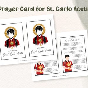 Saint Carlo Acutis Prayer Cards: Catholic Teen Room Art (digital ...
