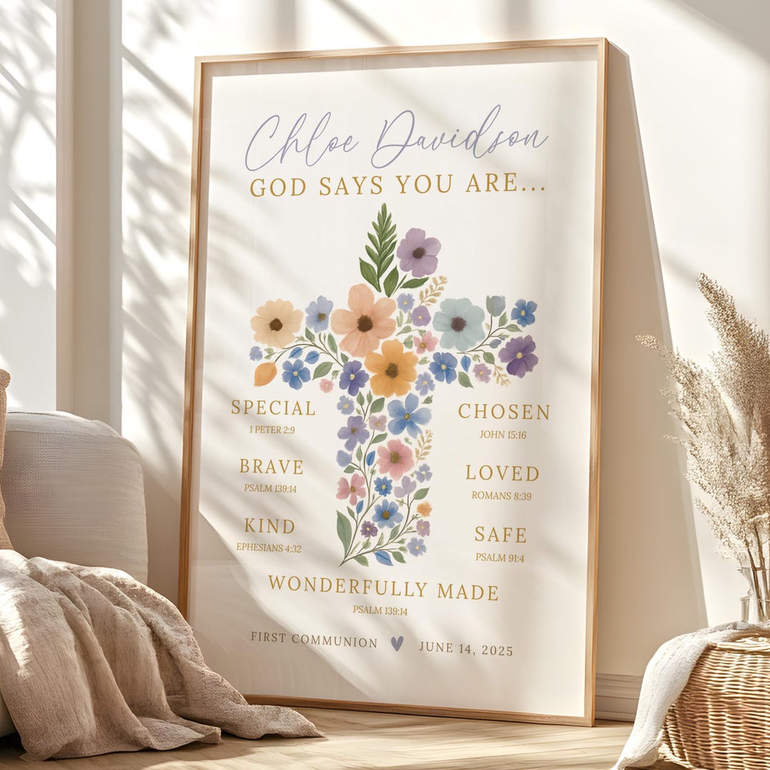 First Communion Wall Art Printables | Personalized Communion Gift for ...