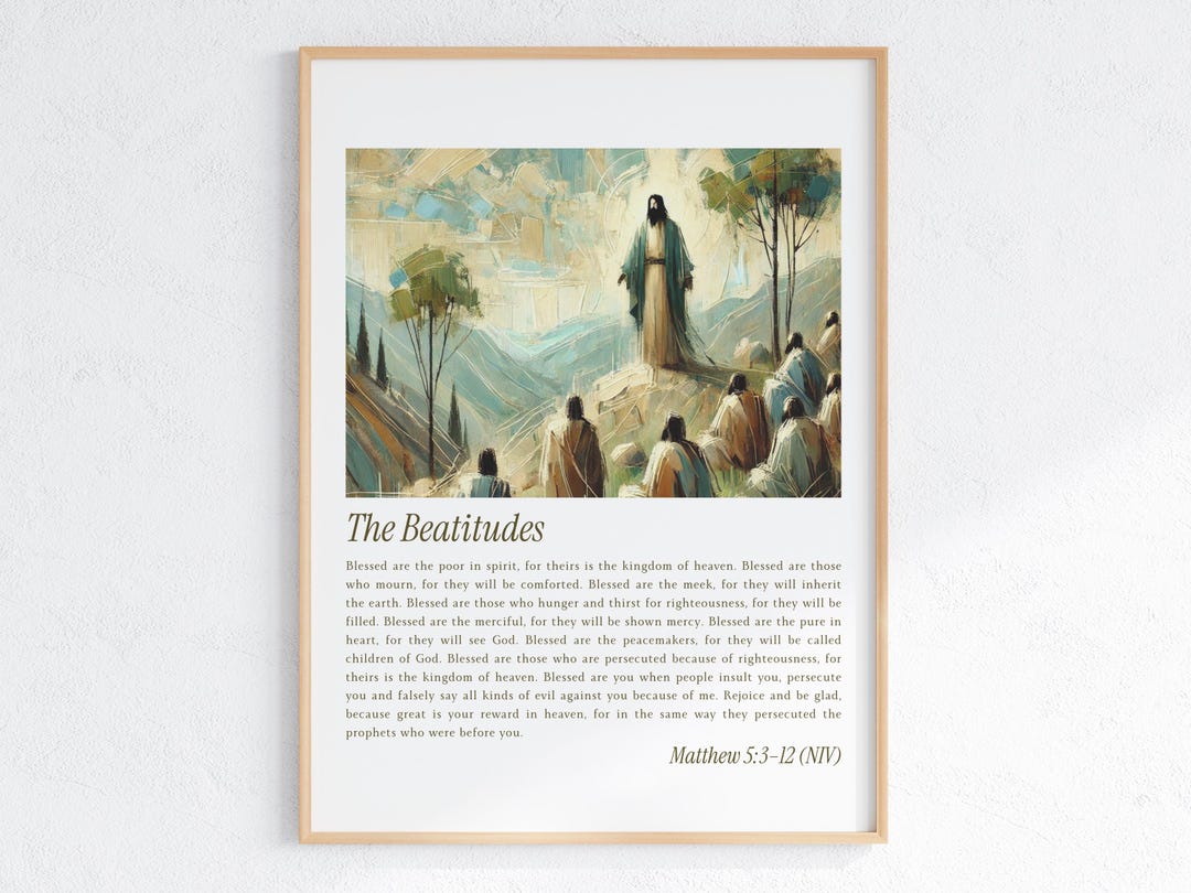 Jesus Wall Art, the Beatitudes Printable, Bible Verse Print, Modern ...