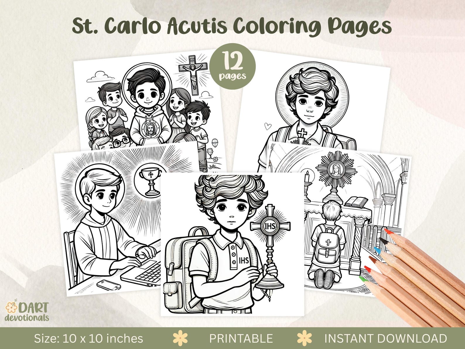 Saint Carlo Acutis Coloring Pages: Catholic Kids Activity (PDF Download ...