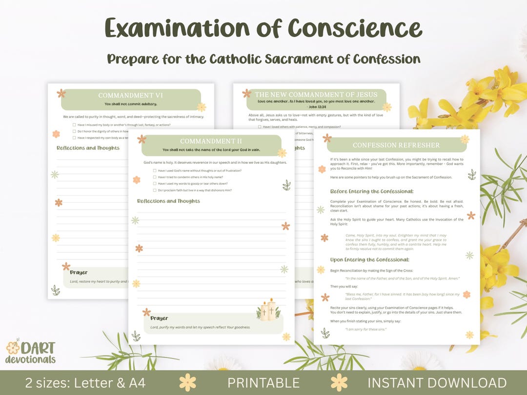 Examination of Conscience Printable, Catholic Confession Prep ...