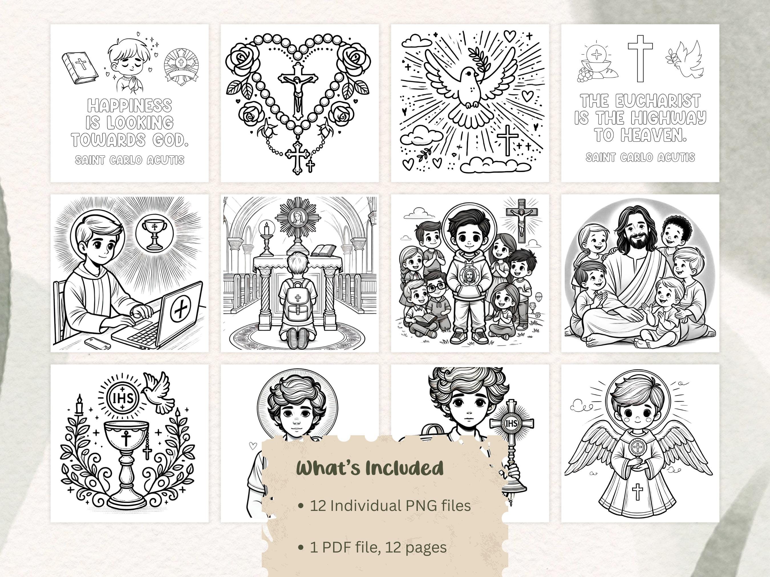 Saint Carlo Acutis Coloring Pages: Catholic Kids Activity (PDF Download ...