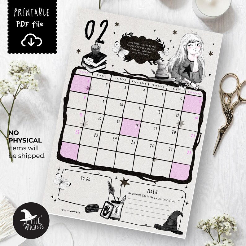 Sassy Witch 2026 Calendar • Printable Witchy Planner • A4 & A5 Digital ...