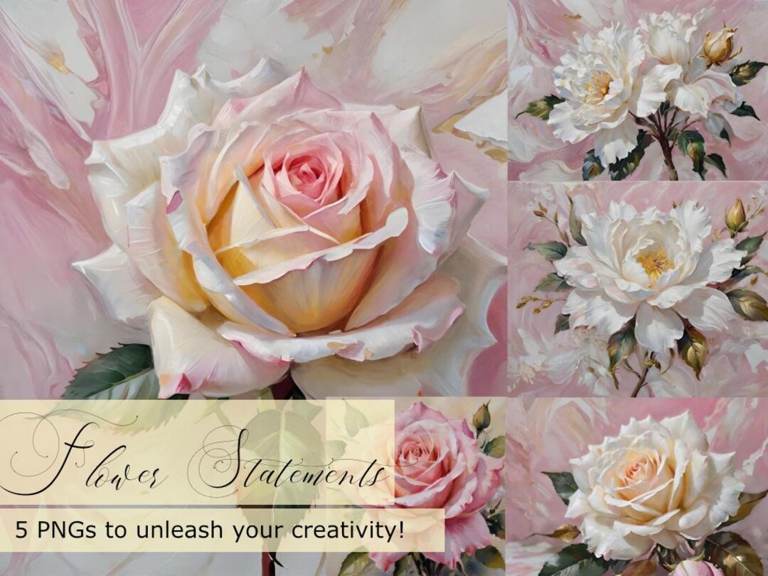 Floral PNG Clipart: "flower Statements" Oil Painting Style, Commercial ...
