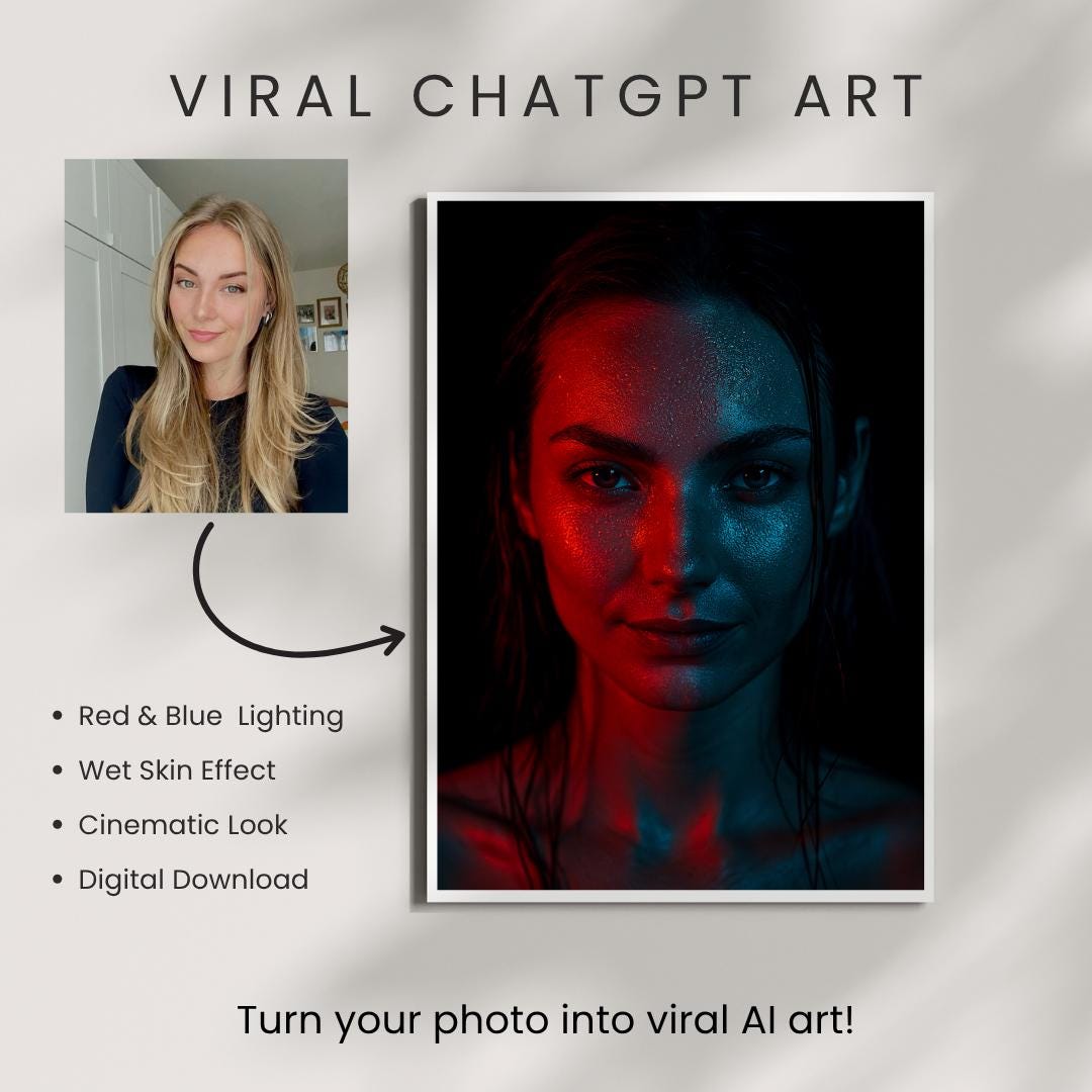 Viral Chatgpt AI Portrait | Red & Blue Dramatic Light | Digital ...