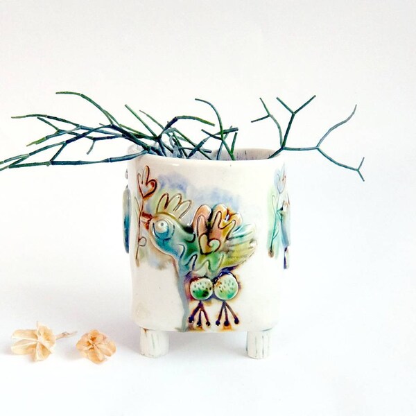 Ceramic Bird Planter - Etsy