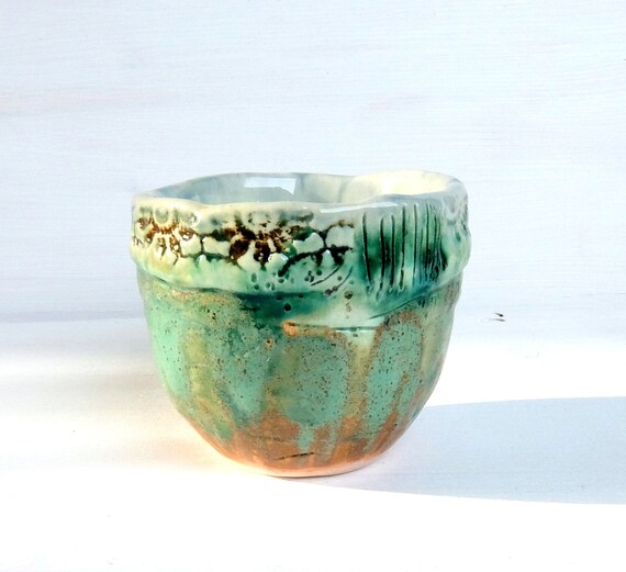 Green Ceramic Cup Coffe Cup With Flowers Mini Pottery Cup - Etsy