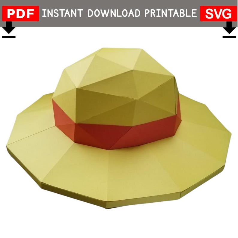 Luffy Hat Papercraft | 3D Model PDF & SVG | DIY Craft | Create Your Own ...