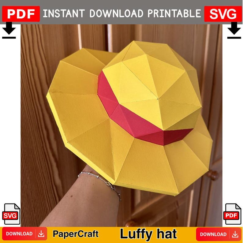 Luffy Hat Papercraft | 3D Model PDF & SVG | DIY Craft | Create Your Own ...