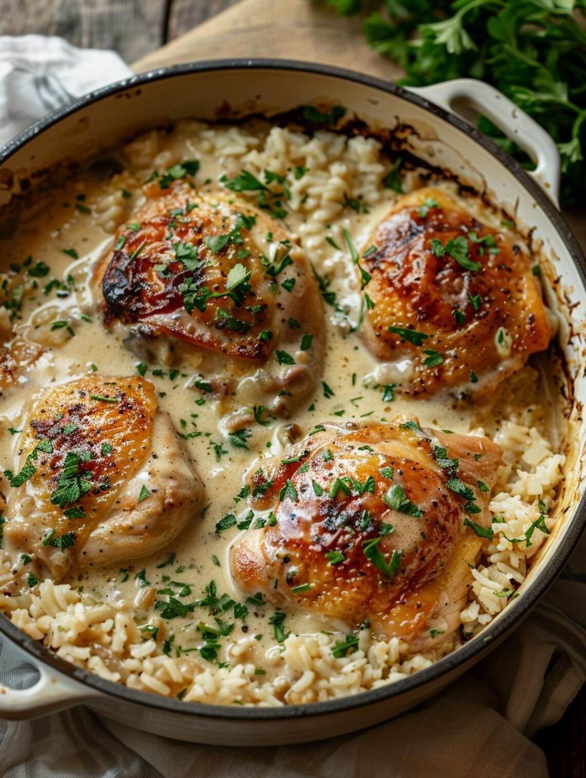 Creamy Smothered Chicken and Rice Recipe Card | Printable Digital ...