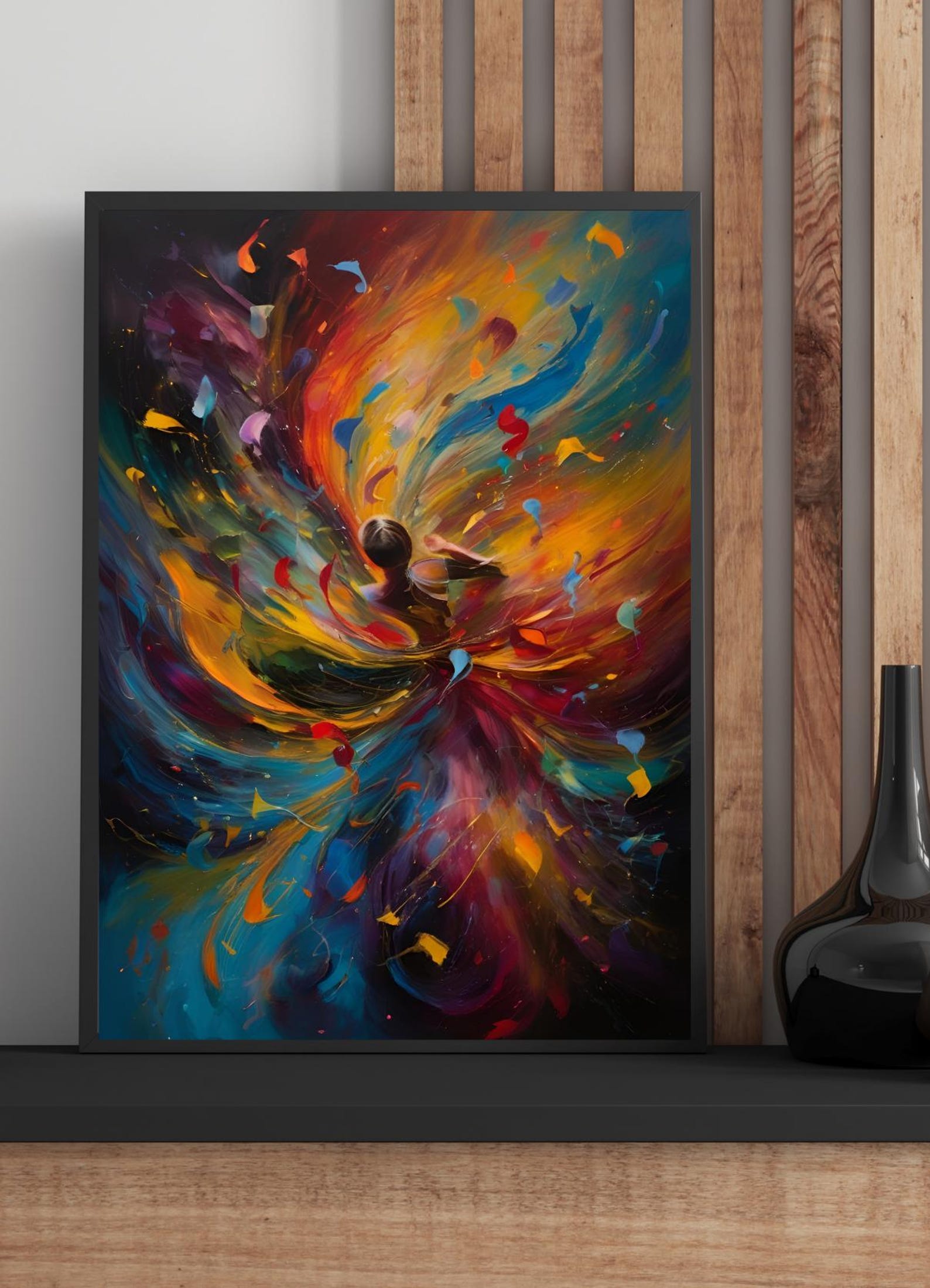 Colourful Abstract Dancer Digital Wall Art – Expressive Motion Painting ...