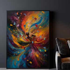 Colourful Abstract Dancer Digital Wall Art – Expressive Motion Painting ...