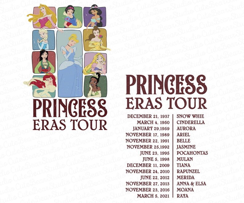 Princess the Eras Tour Png, Princess Tour Png, Retro Disney Png, Disney ...