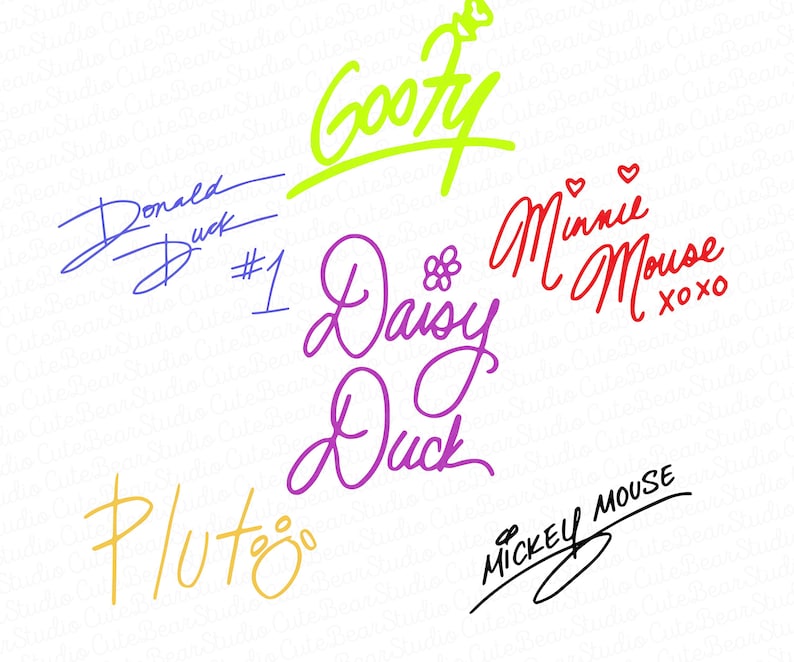 Mouse Friends Character Autograph Png, Character Signatures Svg, Trend ...