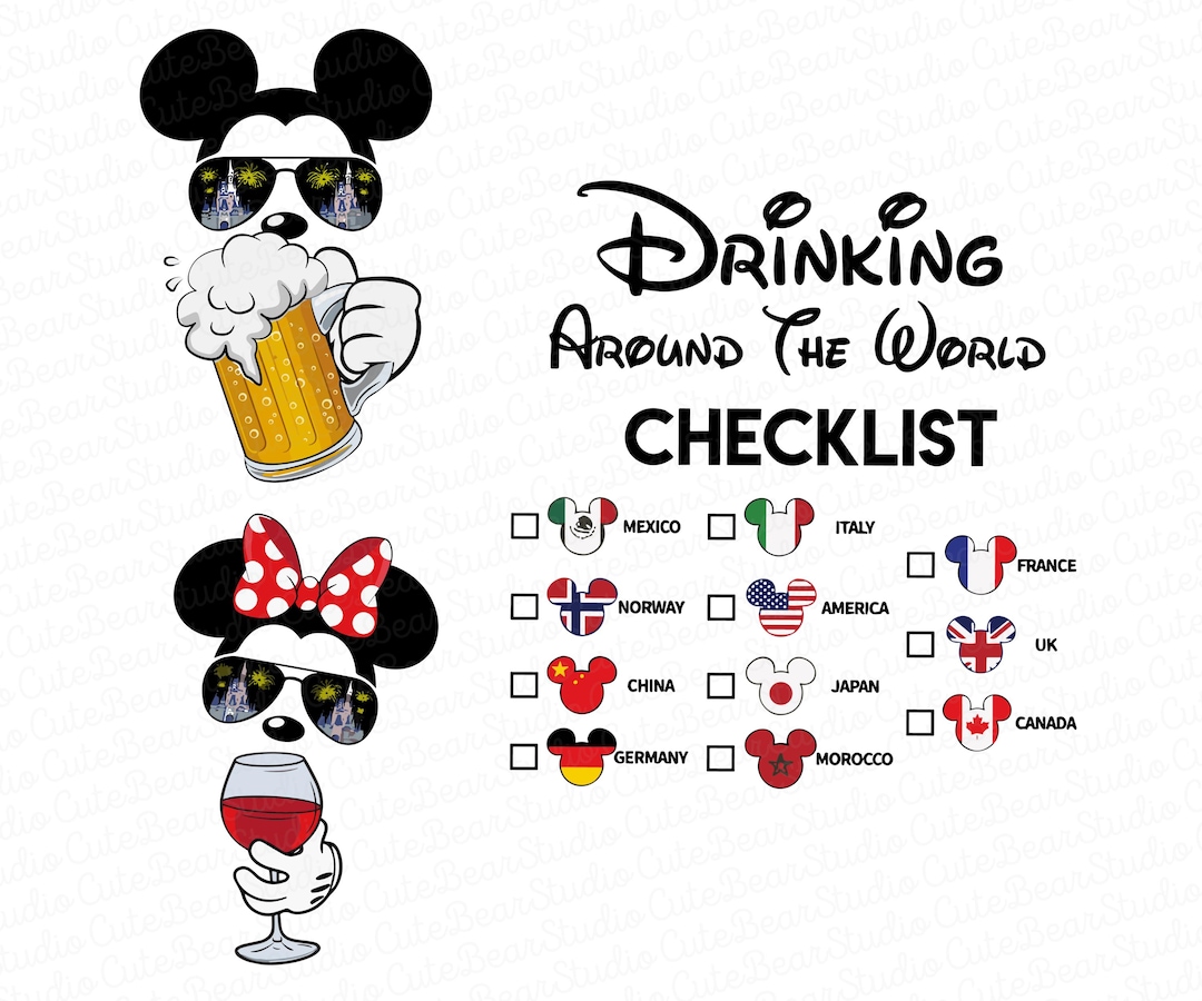 Mickey Beer Minnie Wine Front and Back PNG, Epcot Drinking Around the ...