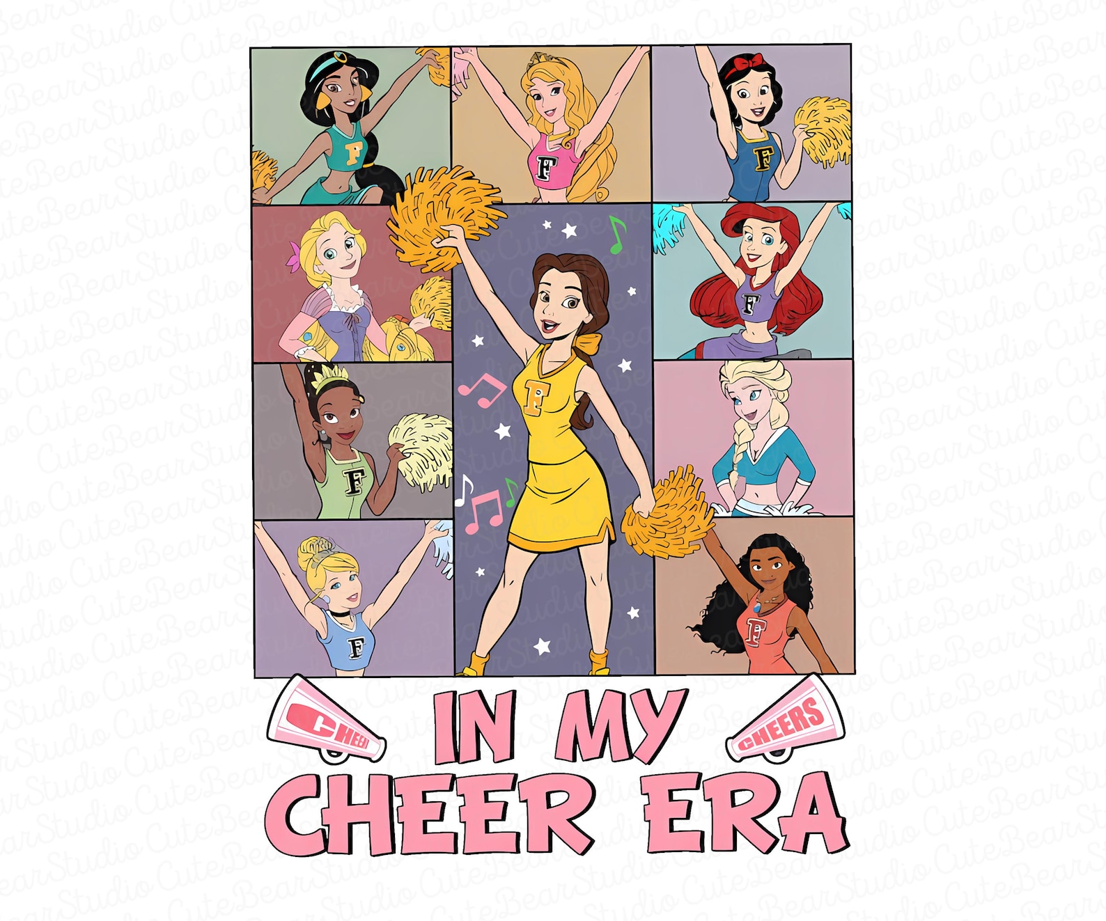 Disney Princess in My Cheer Era Png, Disney Cheerleading Championship ...