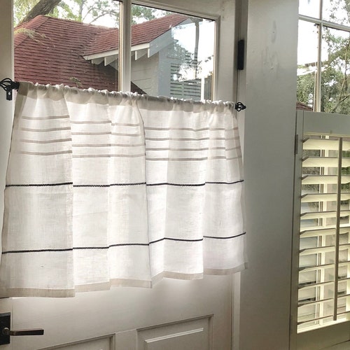 Striped Linen Cafe Curtain CLARA / French Cafe Style Curtain/ - Etsy UK