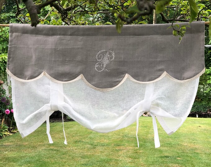 White Linen Balloon Valance With No Ruffle - Etsy