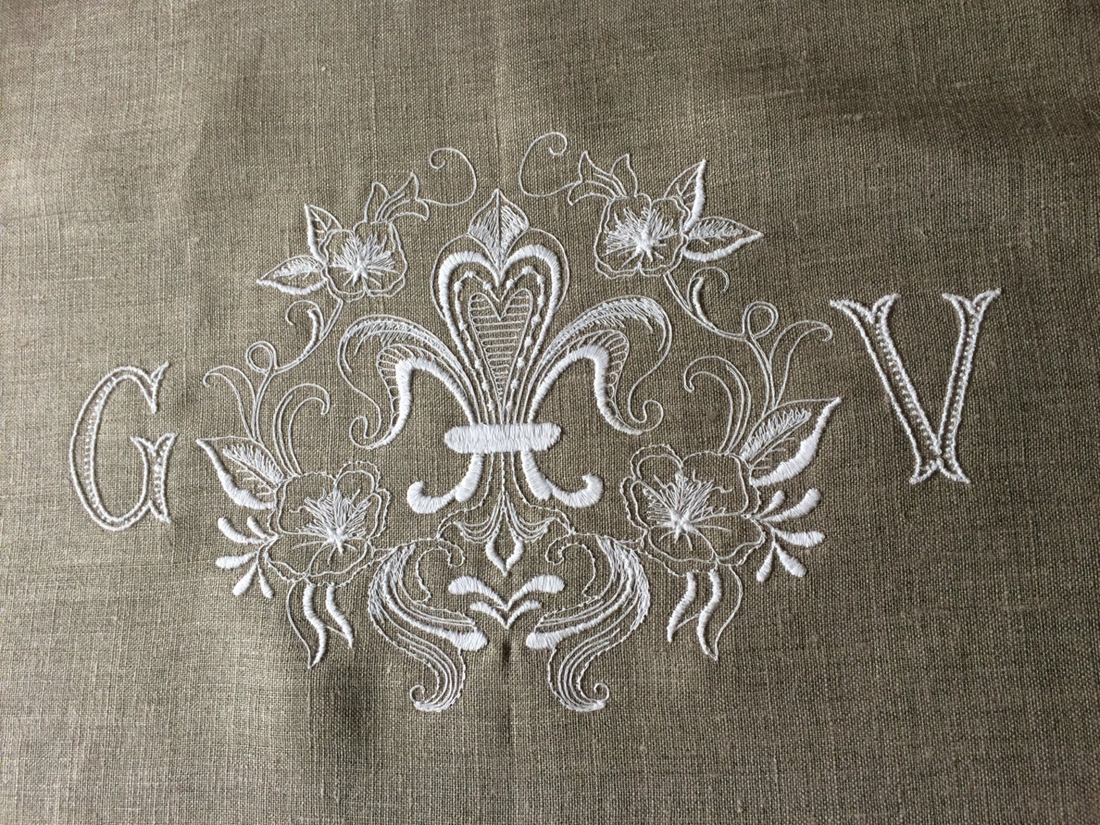 Monogram Table Runner White Custom Embroidery Natural Flax - Etsy Canada