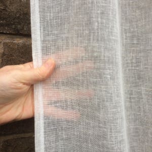 Sheer off White Ivory Linen Curtain, Net Curtain, Cottage Farmhouse ...