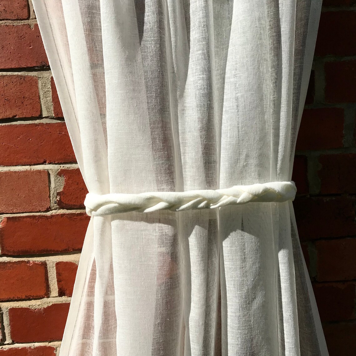 Custom Sheer Linen Door Panel Rope Tie White Ivory - Etsy
