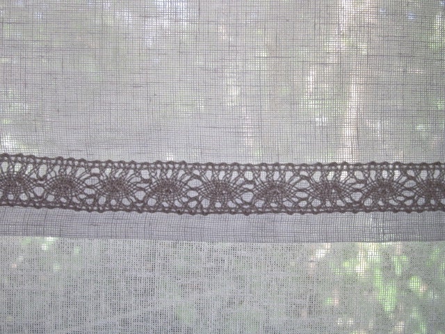 Brise Bise Linen French Window Curtain Embroidered Monogram - Etsy